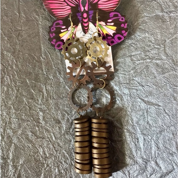 Ear Hustle by AO | Jewelry | Copper Steampunk Disc Dangles | Poshmark